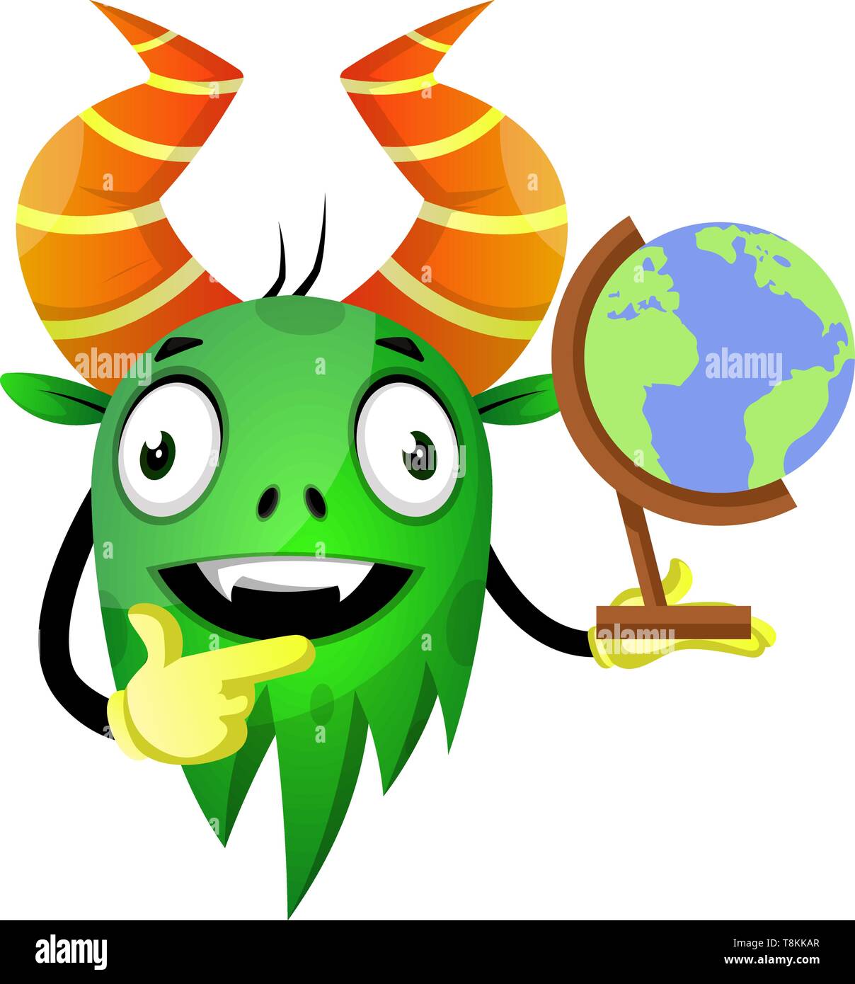 Monster with globe, illustration, vector on white background Stock ...