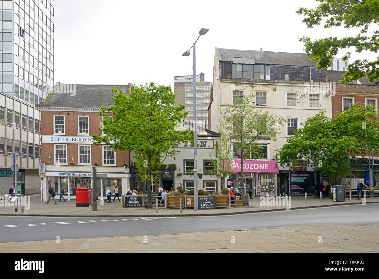 Angel Row, Nottingham, with the Bell Inn & adjacent properties Stock ...