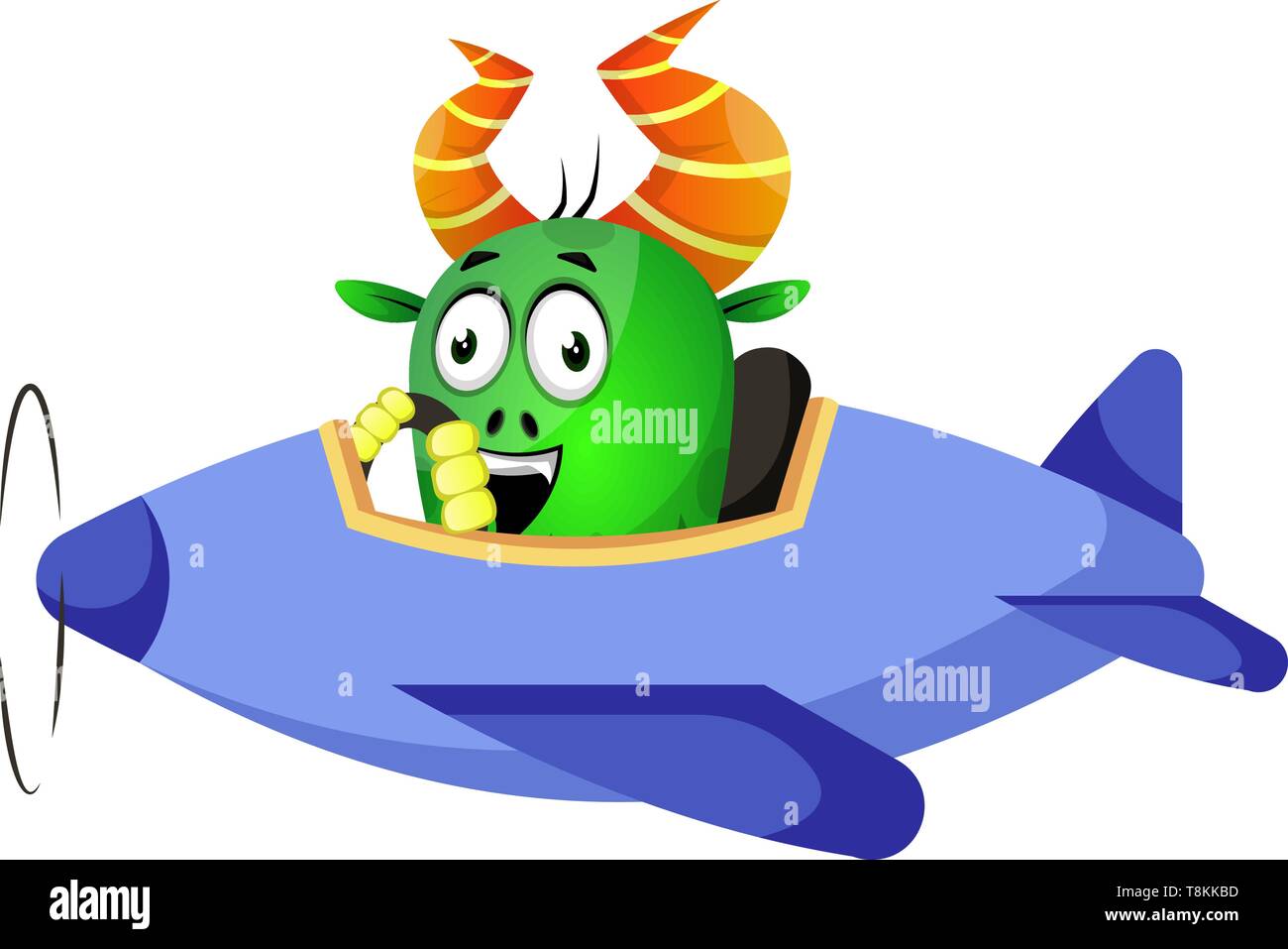Monster in airplane, illustration, vector on white background Stock ...