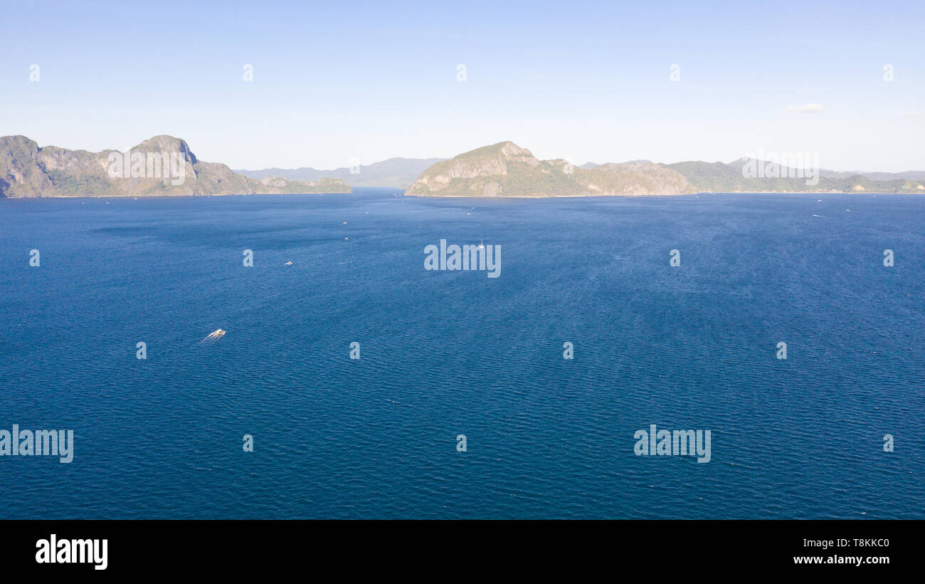 Seascape with islands.Blue Sea and unpopulated islands.Philippine ...