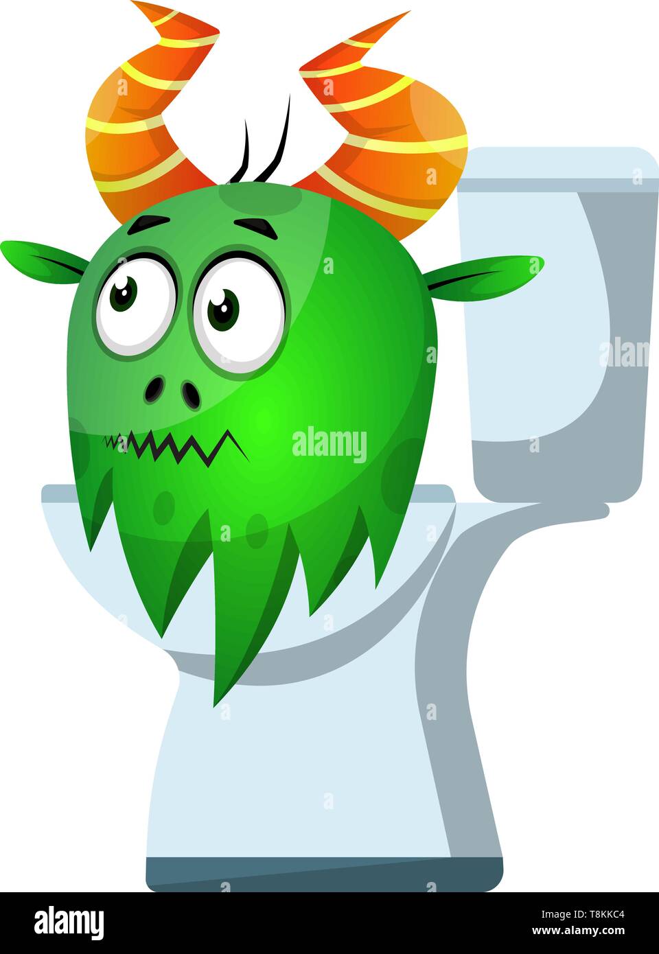 Monster on toilet seat, illustration, vector on white background Stock ...