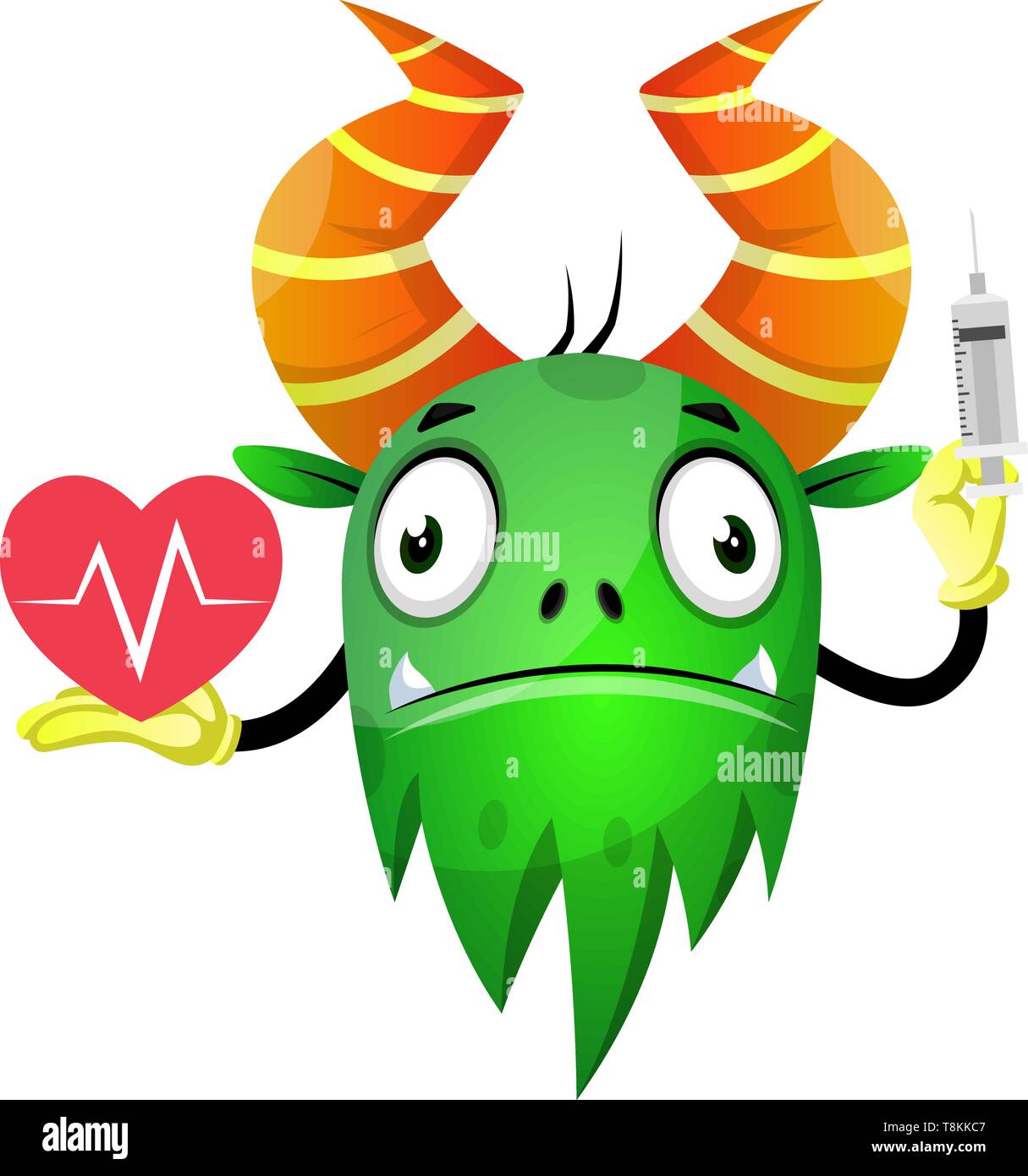 Monster with injection, illustration, vector on white background Stock ...
