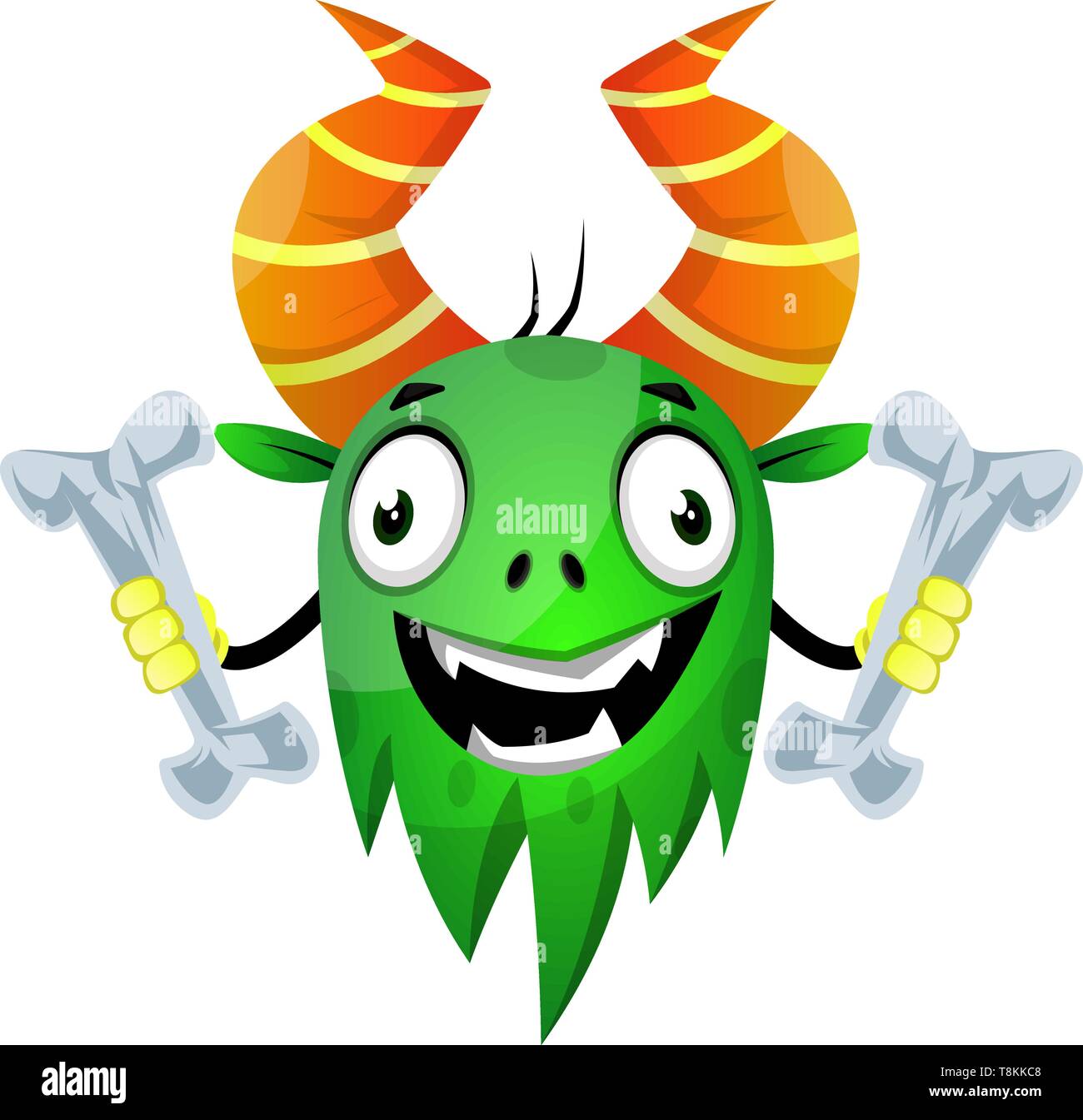 Monster holding bones, illustration, vector on white background Stock ...