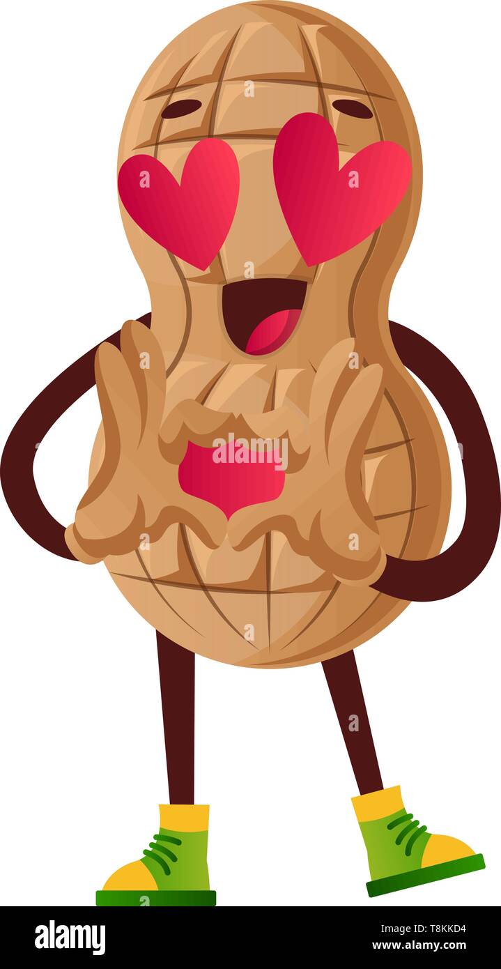 Peanut in love, illustration, vector on white background Stock Vector ...
