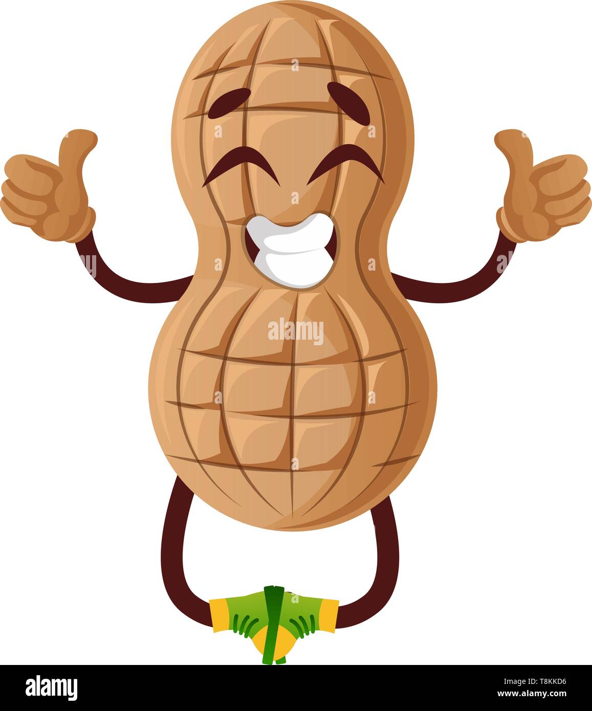 Peanut is happy, illustration, vector on white background Stock Vector ...