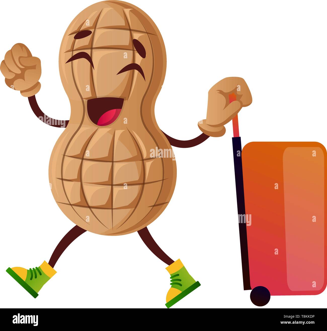 Peanut going on trip, illustration, vector on white background Stock ...