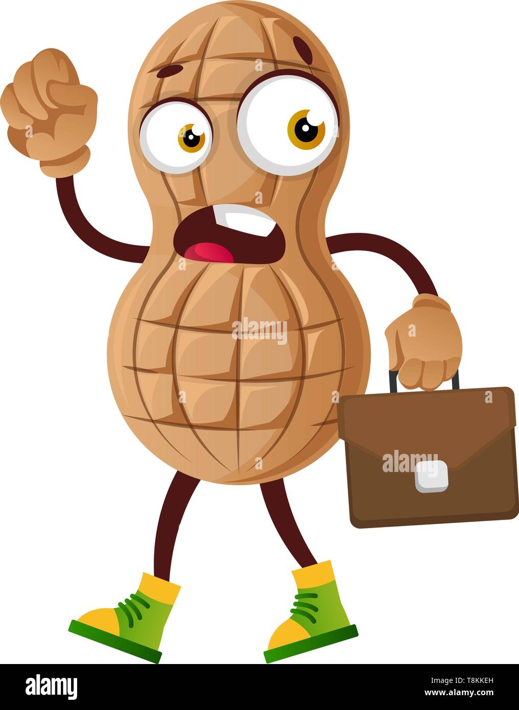 Peanut walking with briefcase, illustration, vector on white background ...
