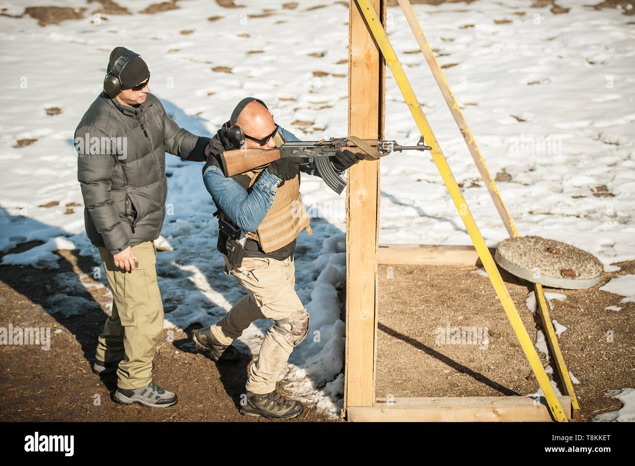 Instructor and his student had rifle machine gun shooting training on ...