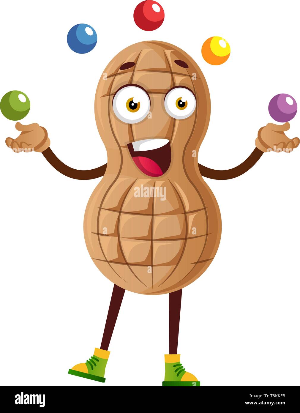 Peanut juggling, illustration, vector on white background Stock Vector ...