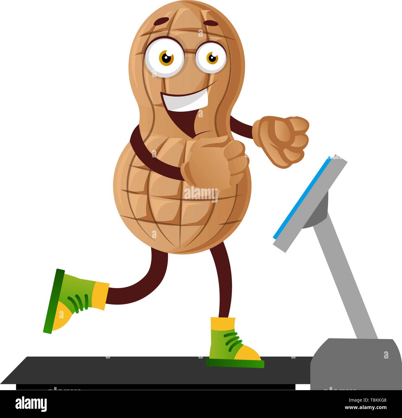 Peanut run on the conveyor belt, illustration, vector on white ...