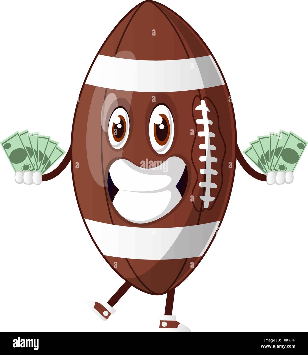 Rugby ball holding money, illustration, vector on white background ...