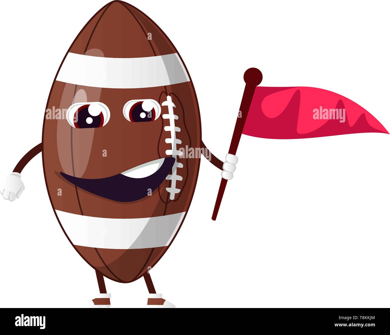 Rugby ball is holding flag, illustration, vector on white background ...