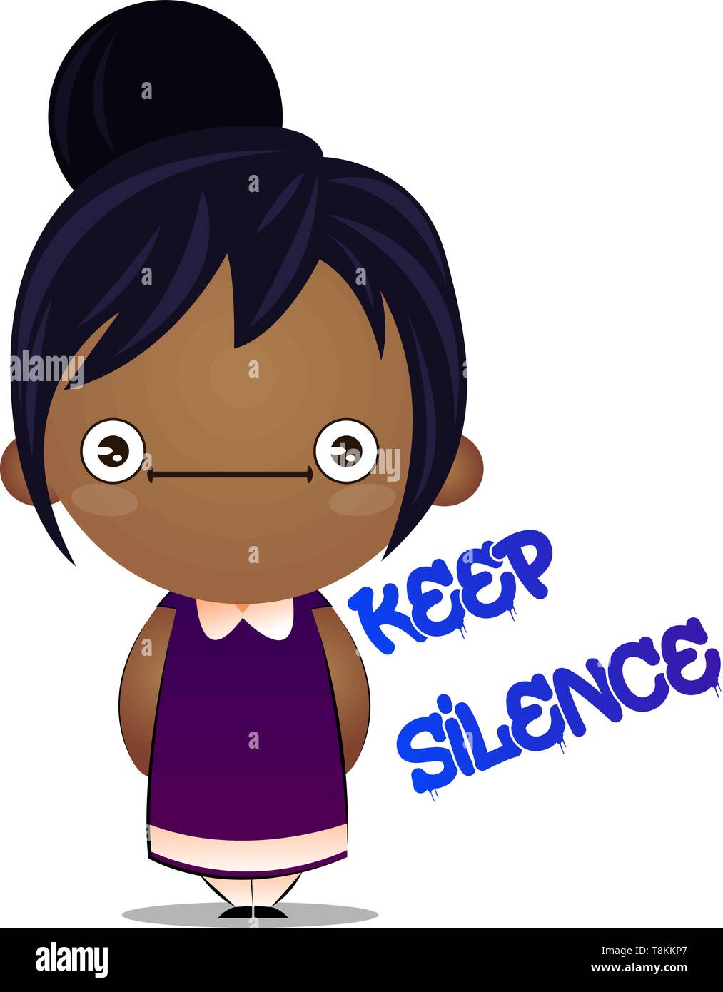 Little girl is silent, illustration, vector on white background Stock ...