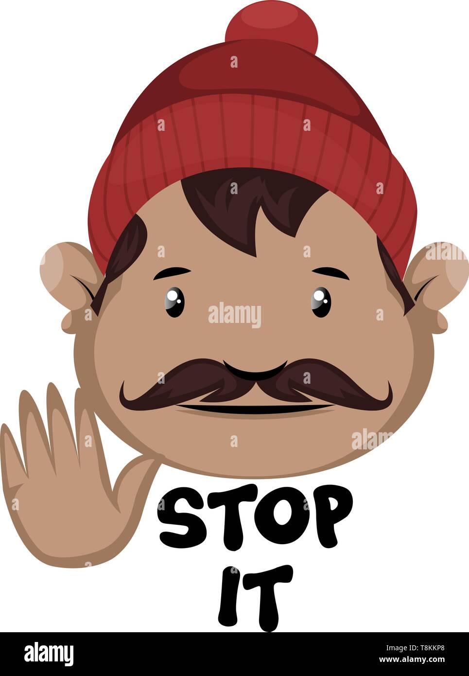Man is showing stop with hand, illustration, vector on white background ...