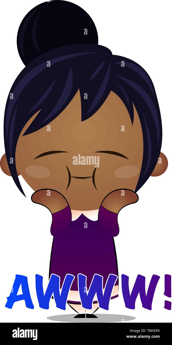 Little girl is feeling cute, illustration, vector on white background ...