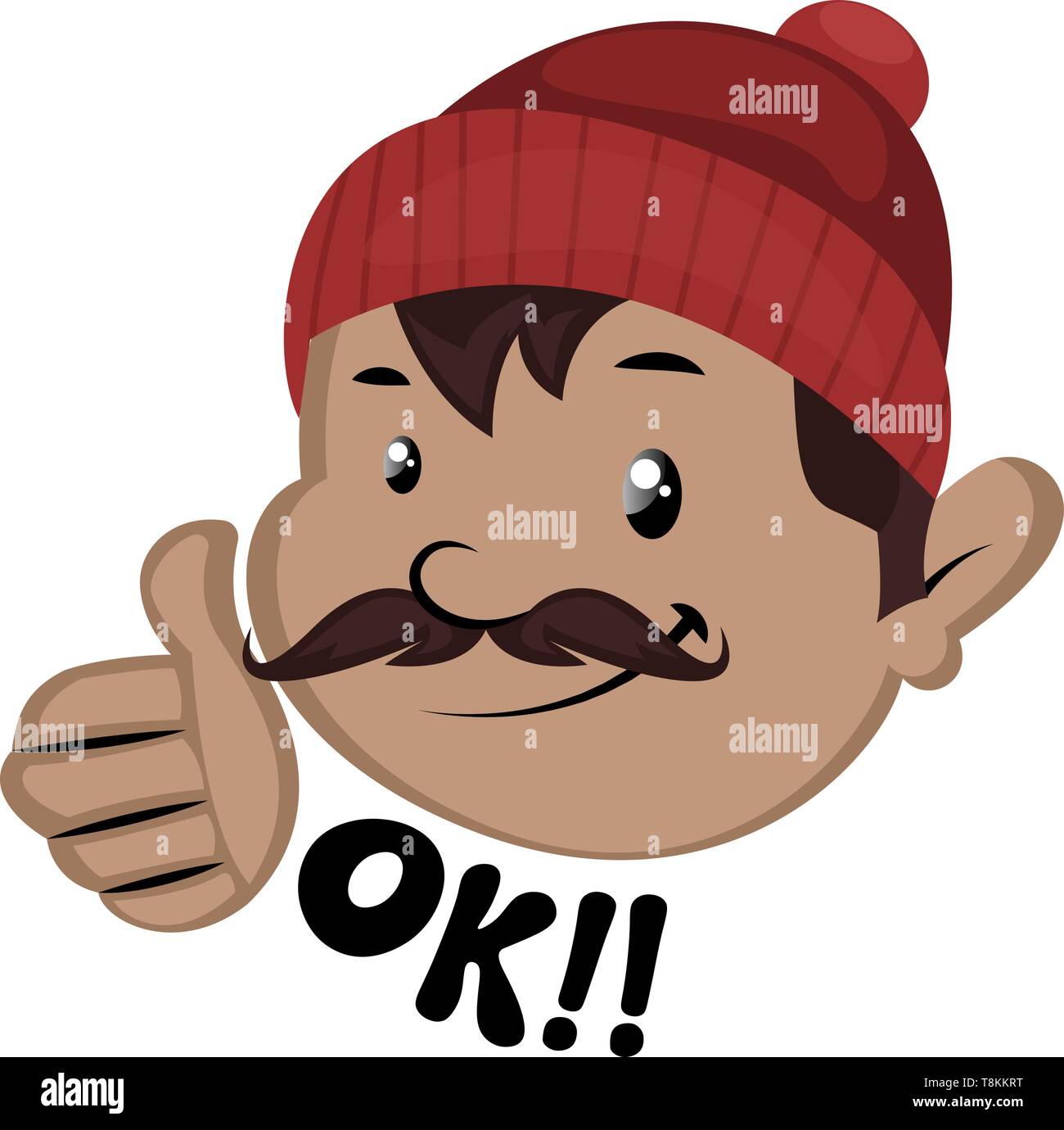 Man is showing ok with hand gesture, illustration, vector on white ...