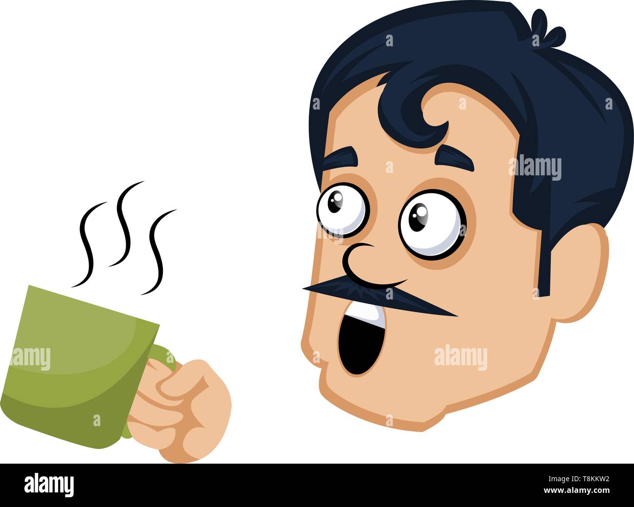 Man is holding mug, illustration, vector on white background Stock ...