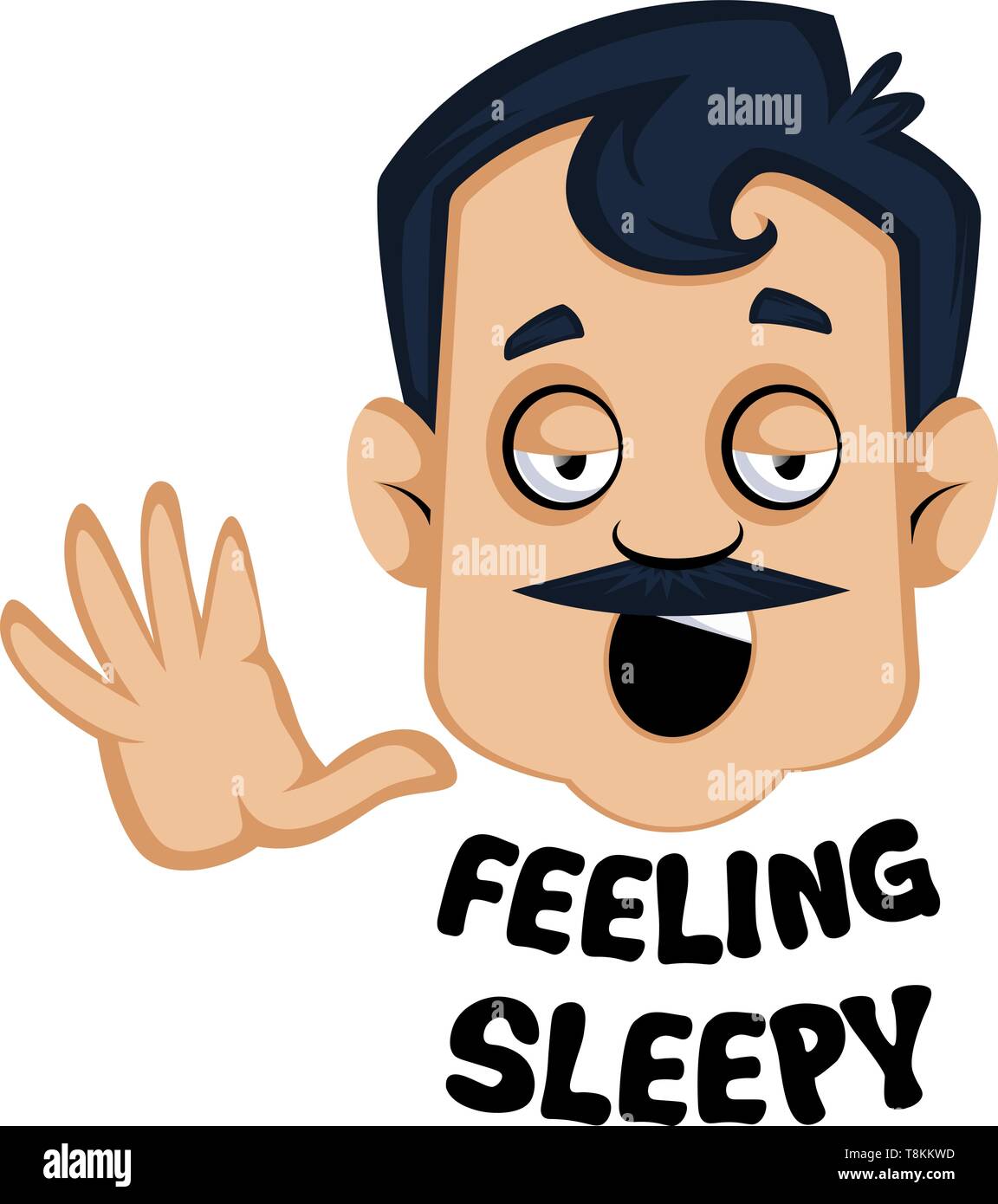 Man is feeling sleepy, illustration, vector on white background Stock ...