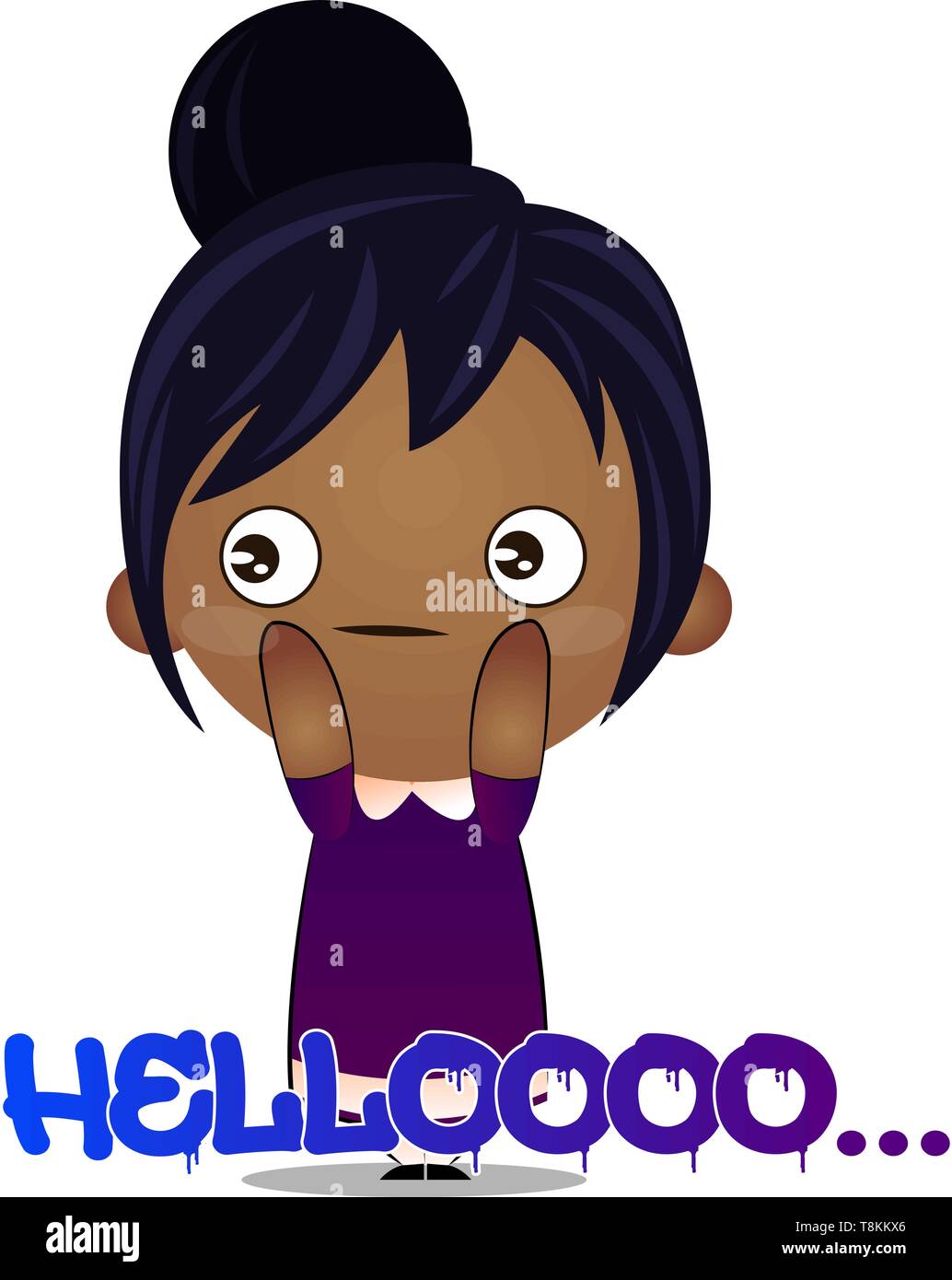 Little girl is saying hello, illustration, vector on white background ...