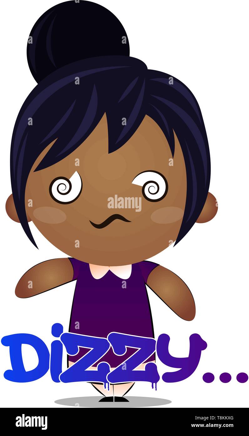 Little girls is feeling dizzy, illustration, vector on white background ...