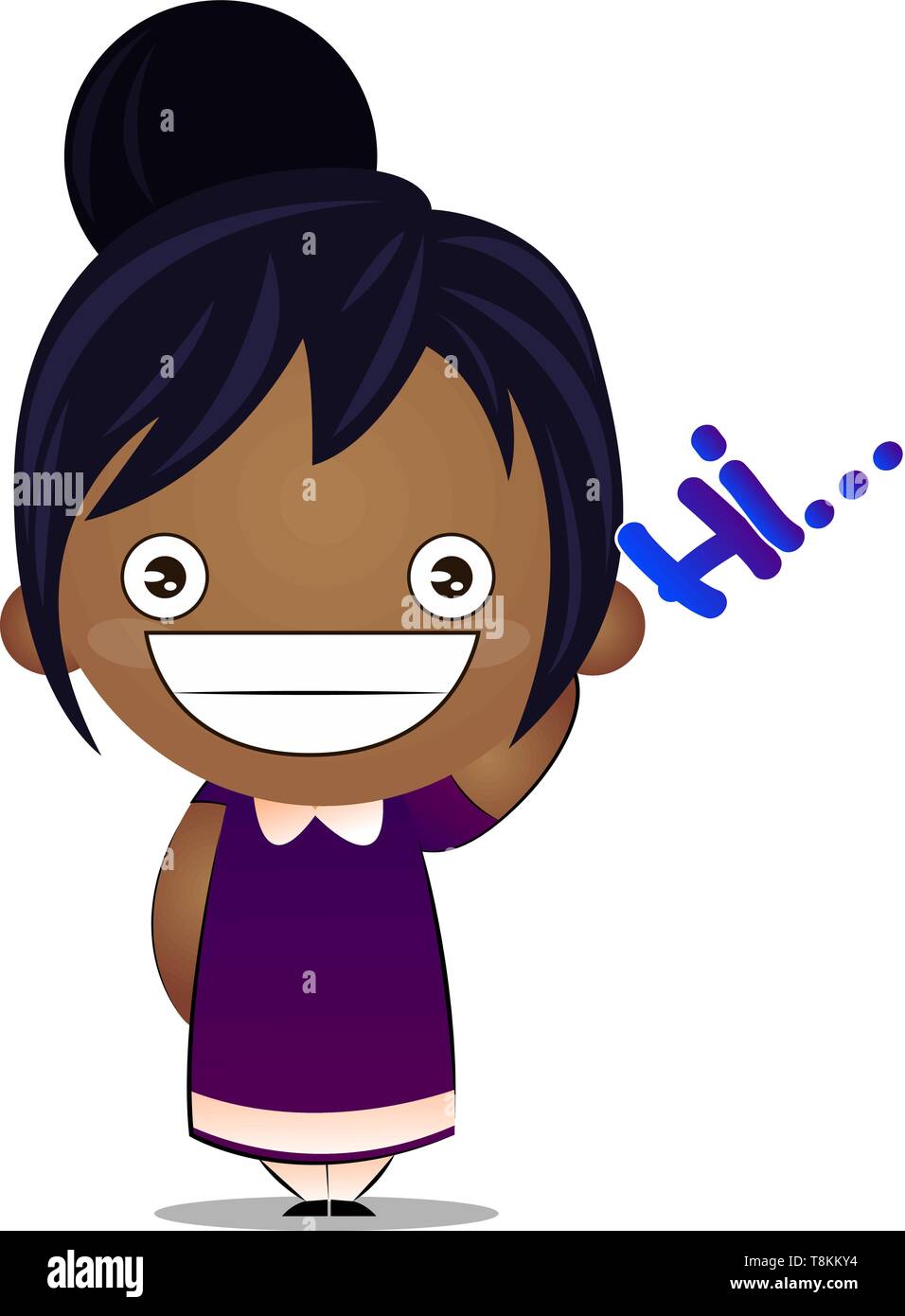 Little girl is is saying Hi, illustration, vector on white background ...