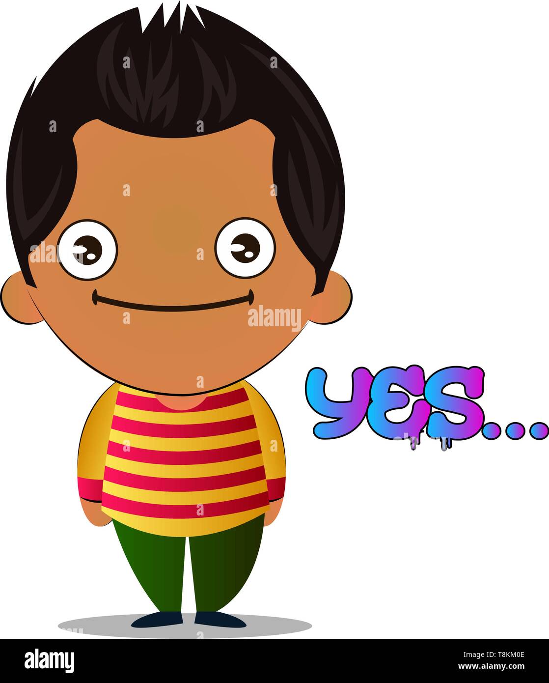 Boy is saying yes, illustration, vector on white background Stock ...