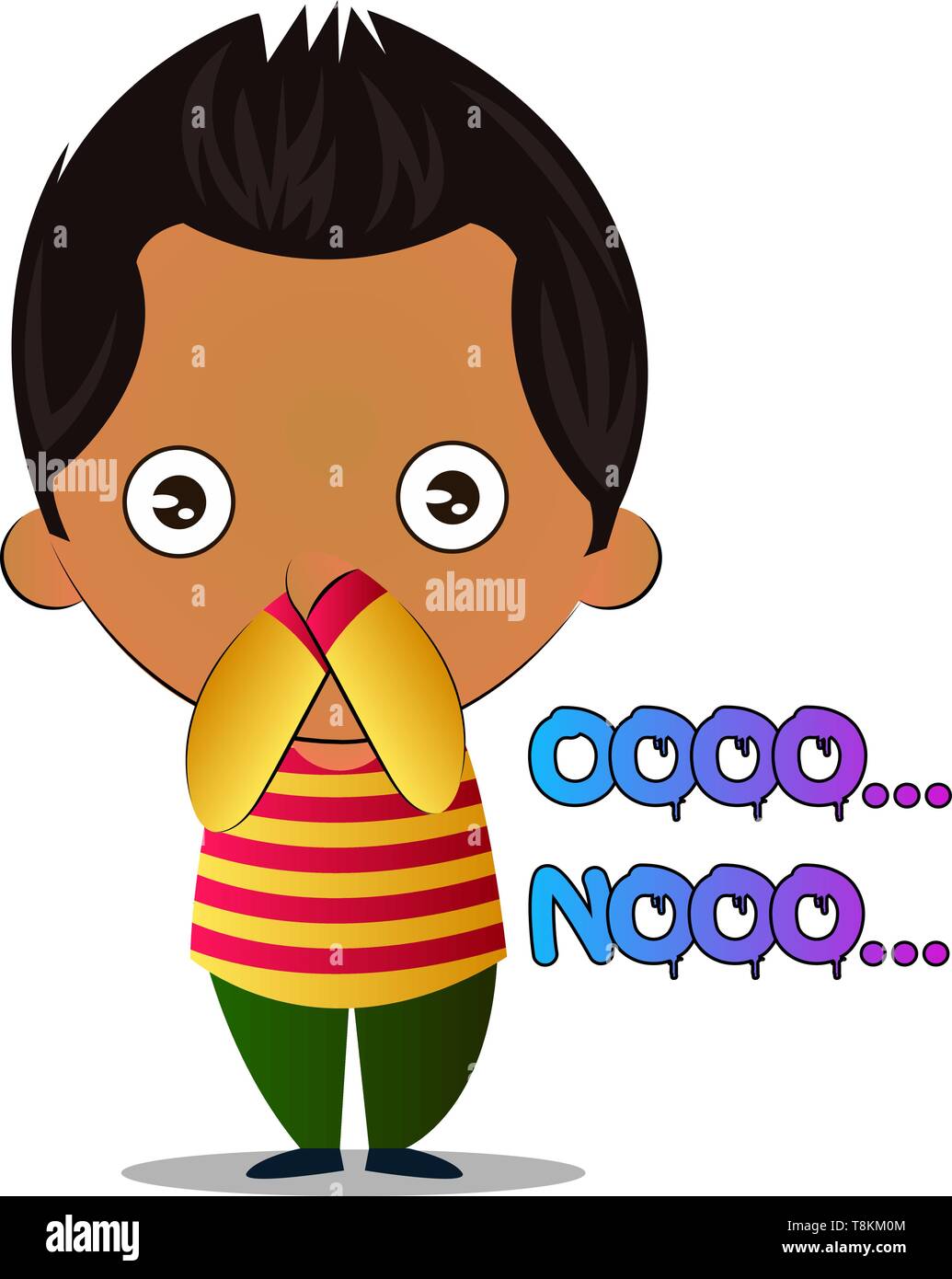 Boy is feeling worried, illustration, vector on white background Stock ...