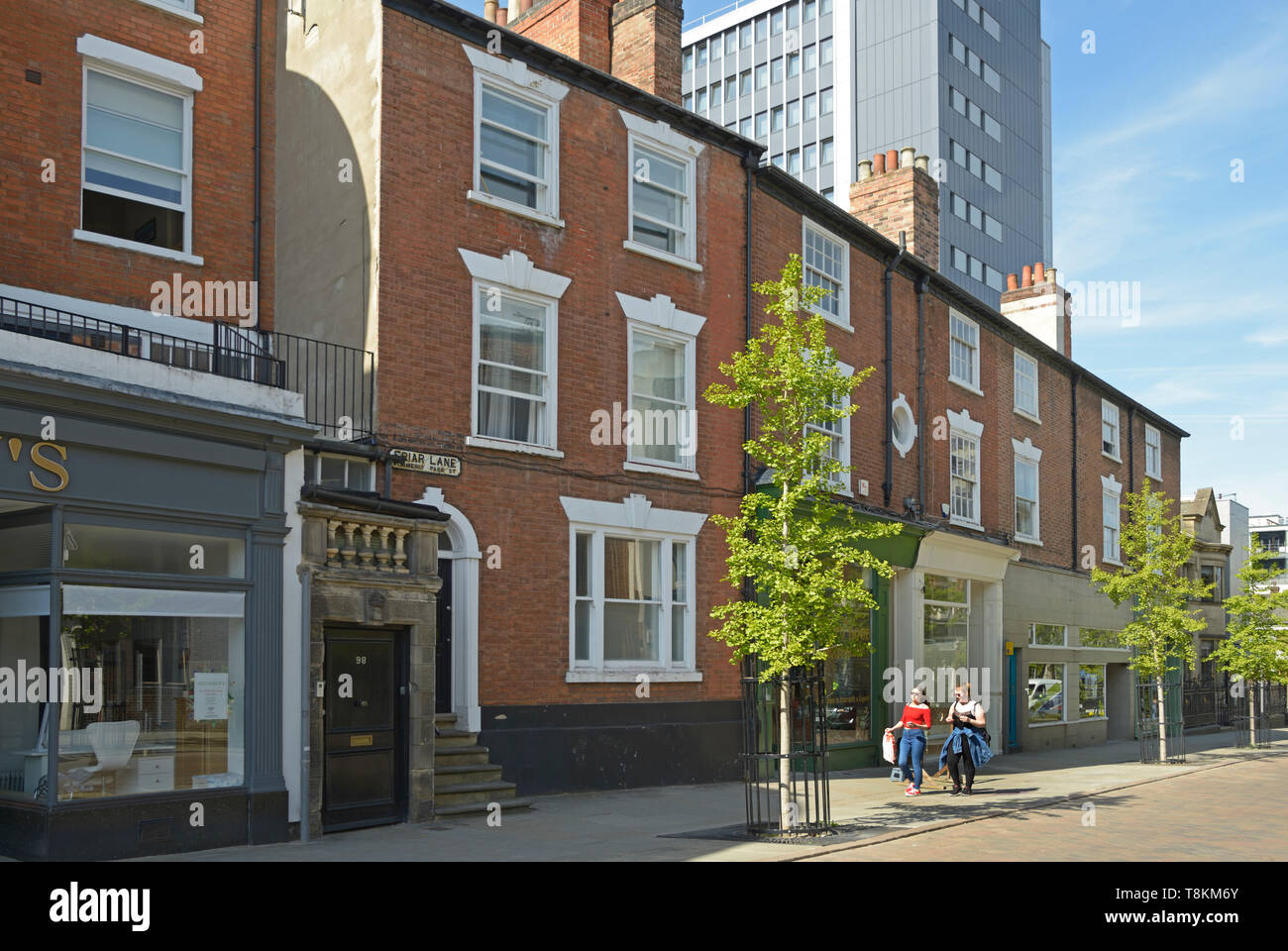 Early terraced properties on Friar Lane, Nottingham Stock Photo - Alamy