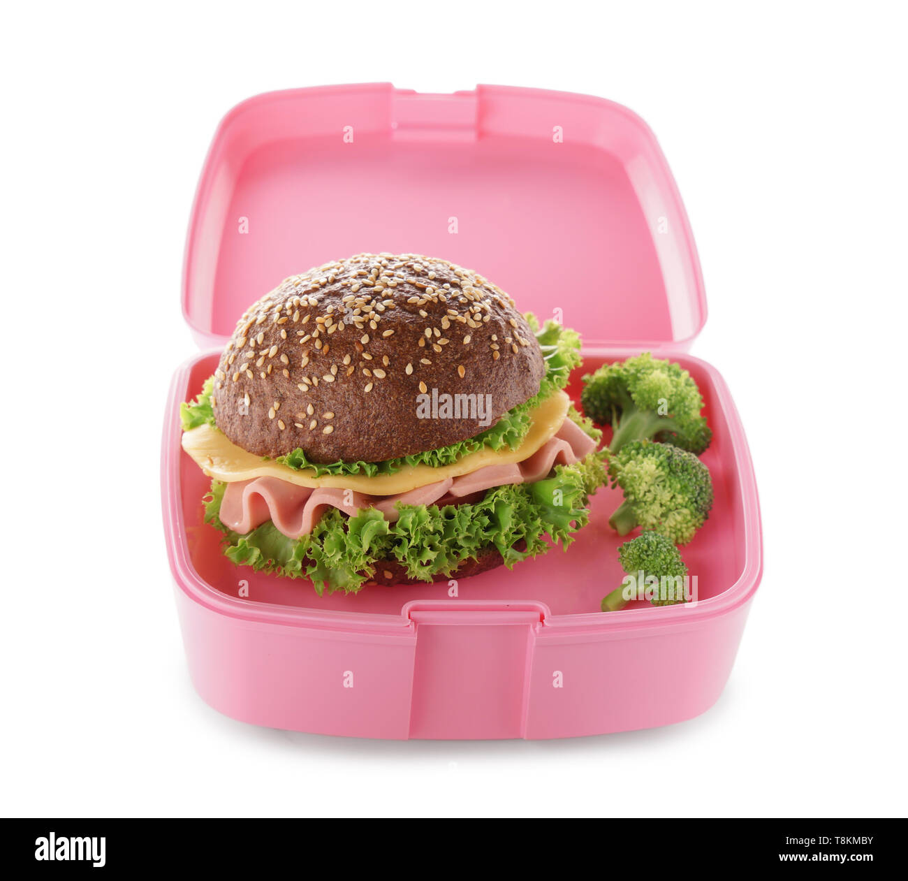 Food for schoolchild in lunch box on white background Stock Photo - Alamy