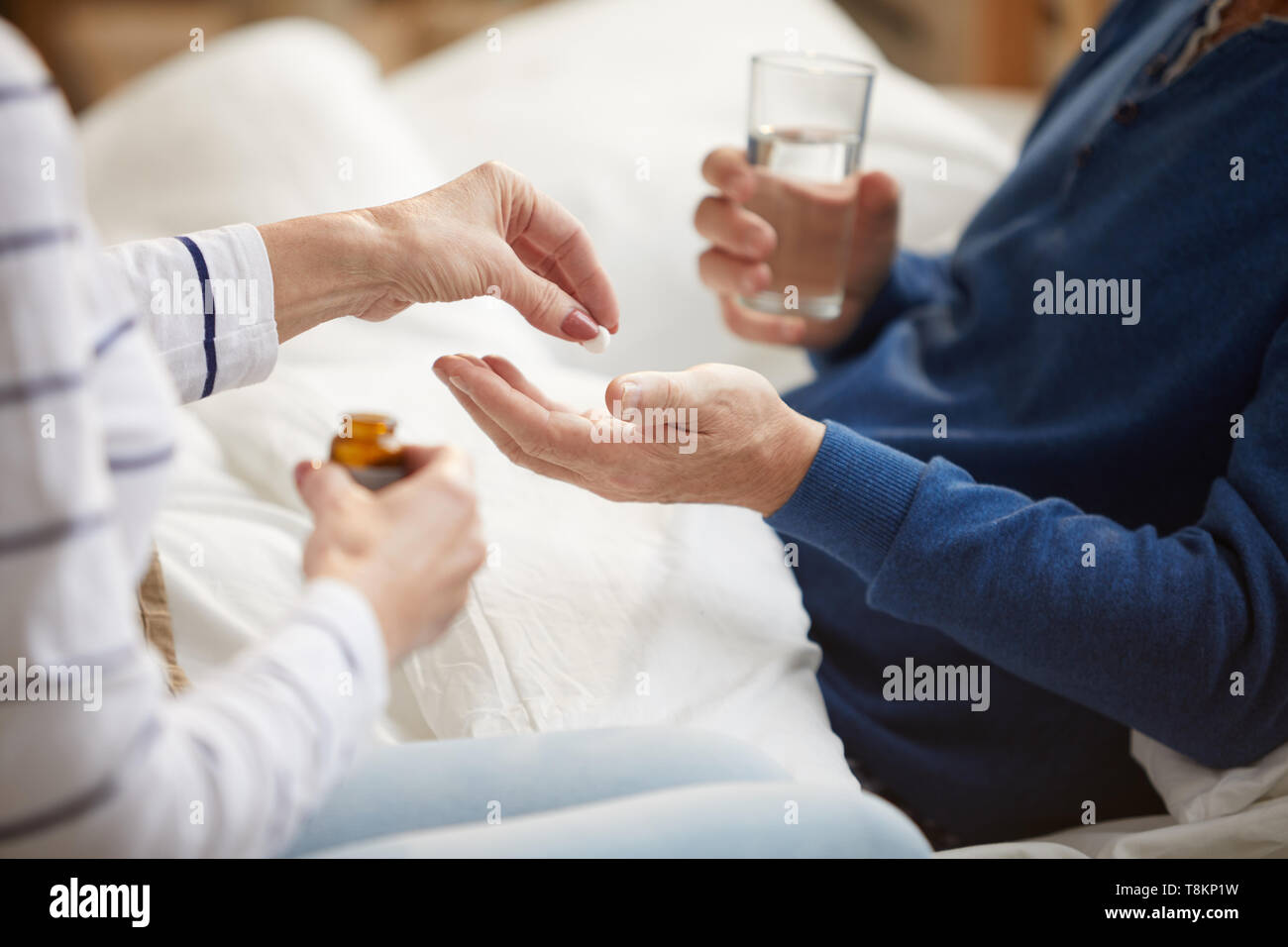 Senior Man Taking Medicine Stock Photo - Alamy