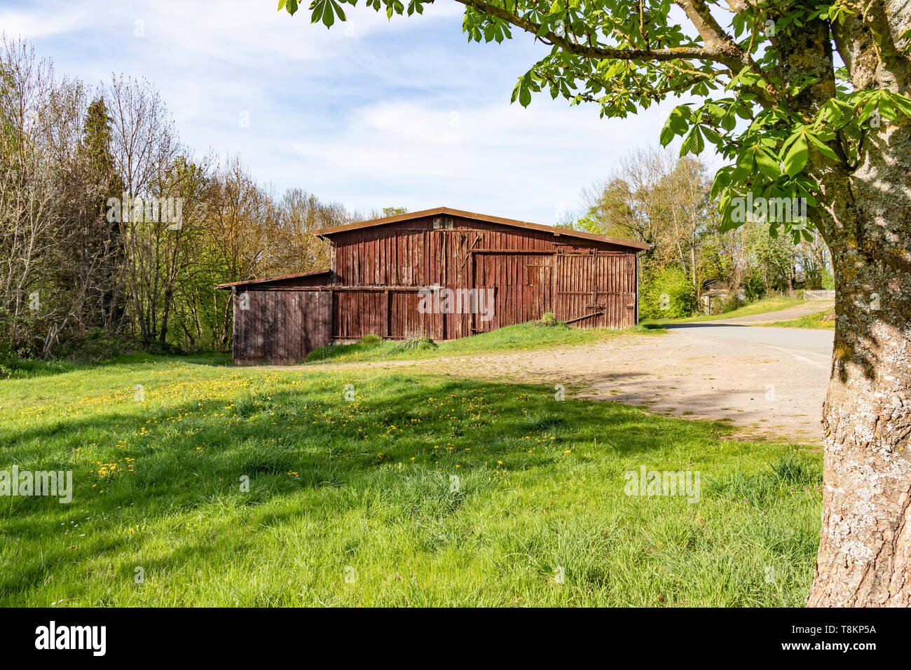 Old wooden barn in Hessen Germany Stock Photo - Alamy