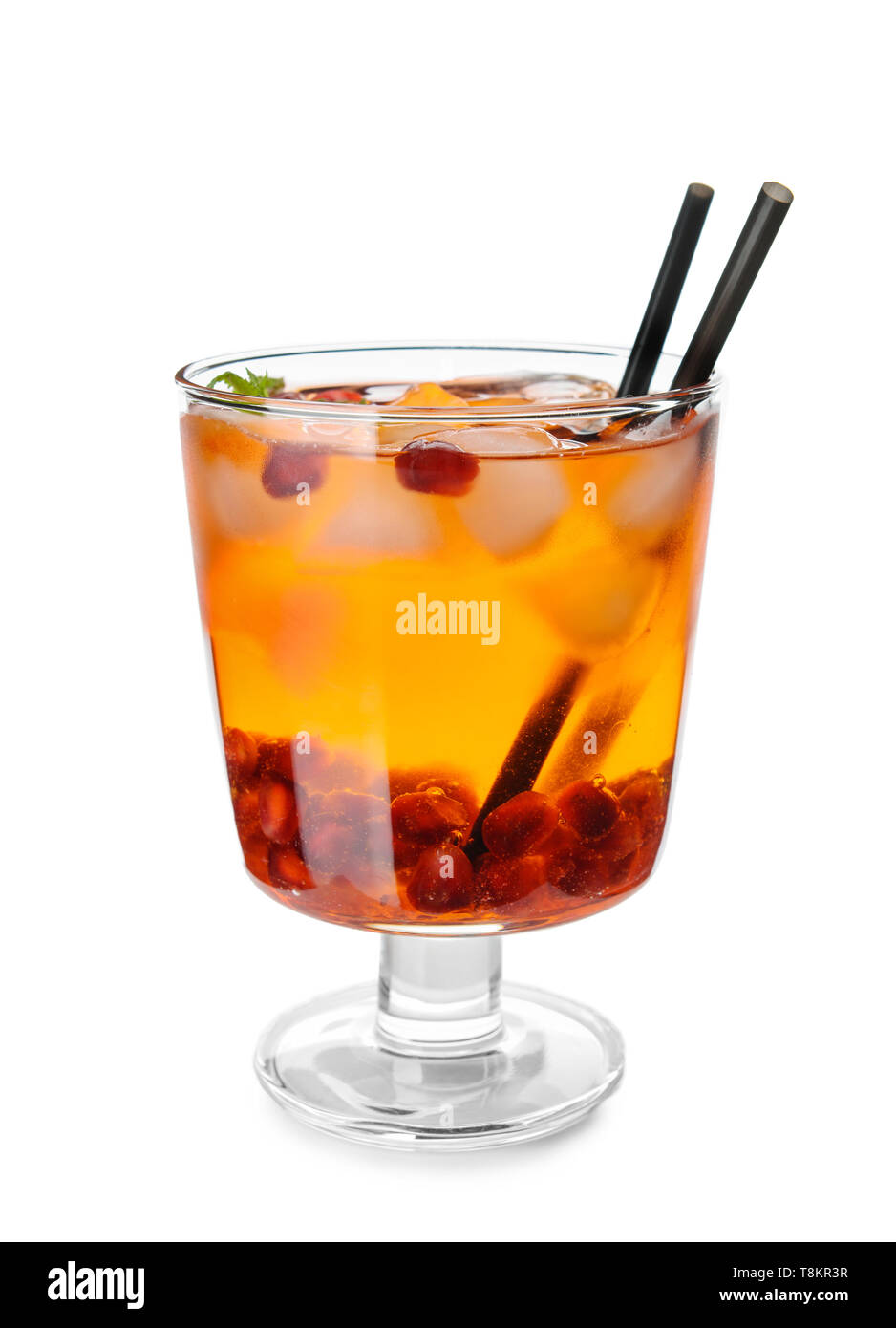 Fresh summer cocktail in glass on white background Stock Photo - Alamy