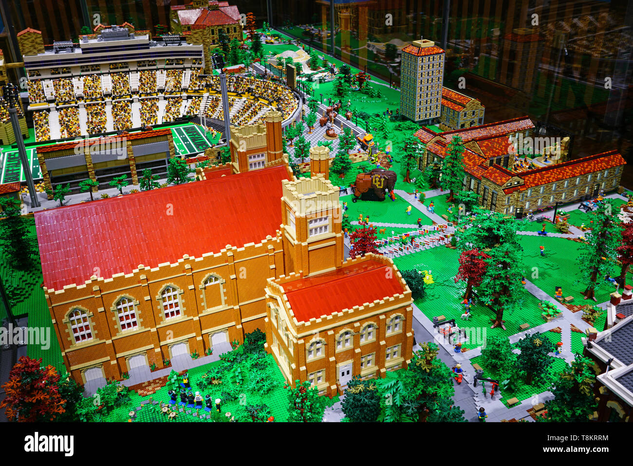 BOULDER, CO -10 MAY 2019- View of a Lego replica model of the college ...