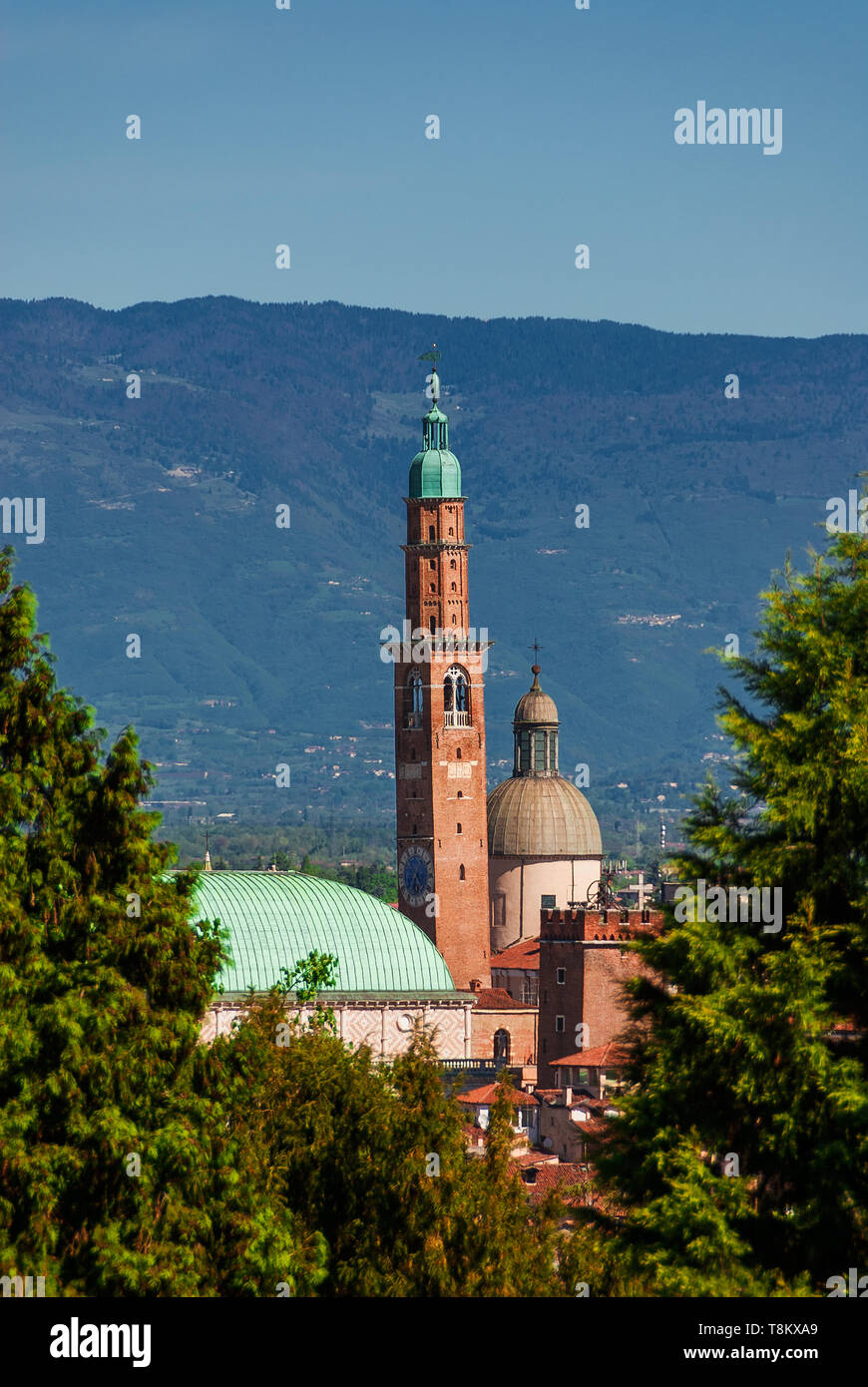 View of the famous renaissance Basilica Palladiana tower and vault in ...