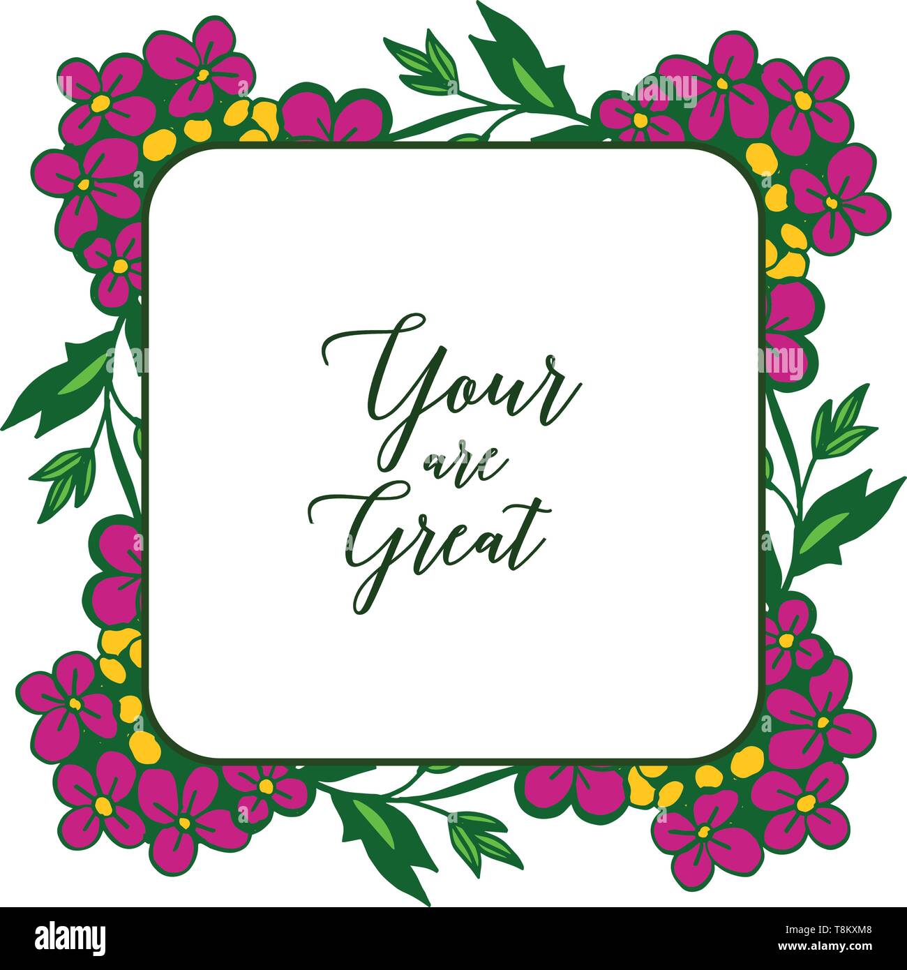 Vector illustration letter your are great with cute colorful flower ...