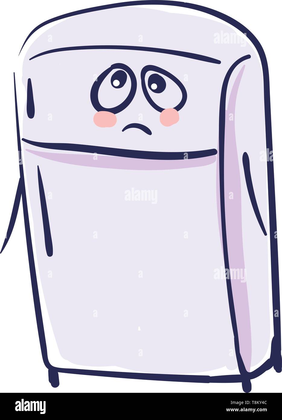 A white colored double door fridge with two eyes and a frown, vector ...