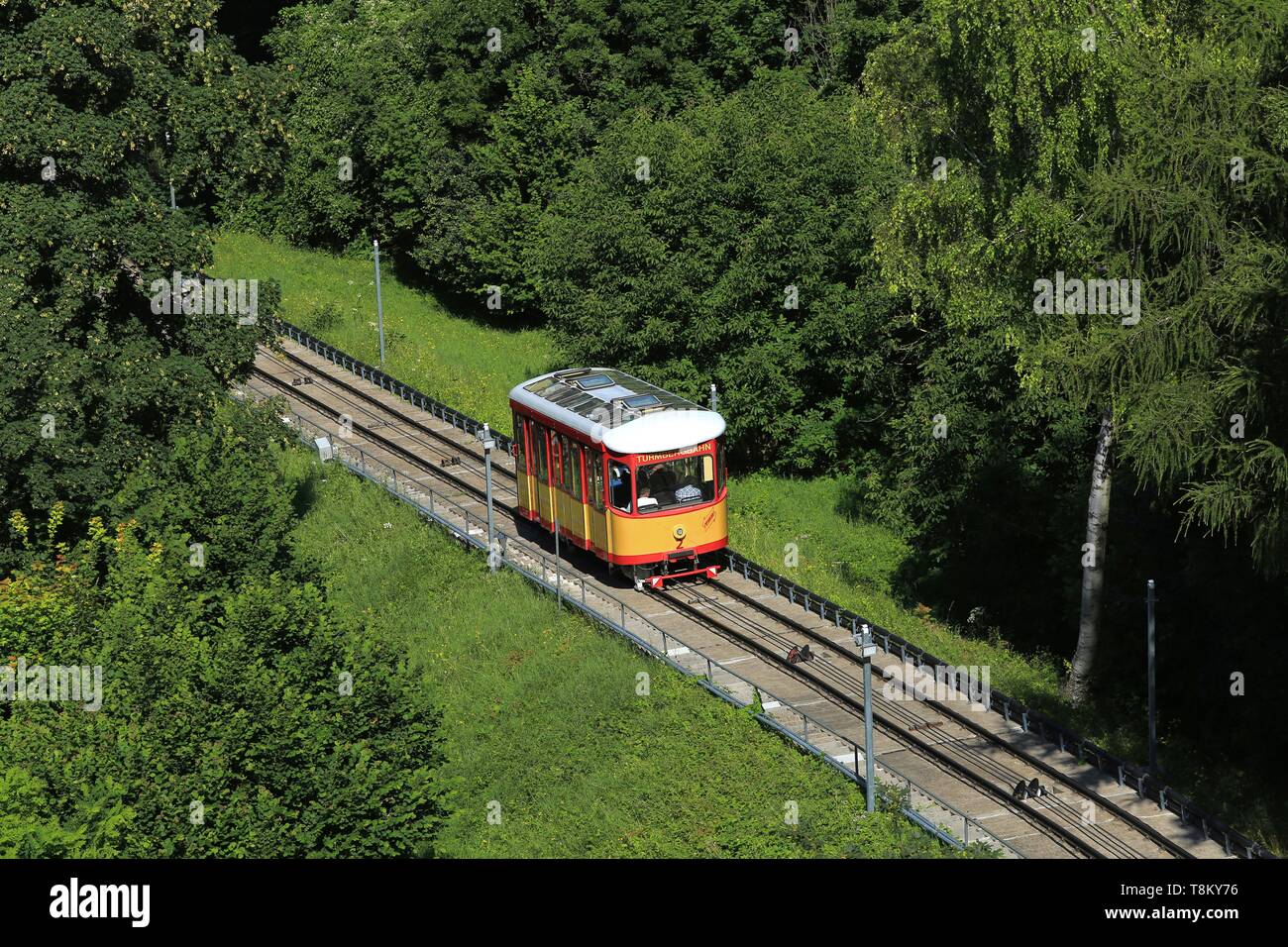 Germany, Baden Wurttemberg, Karlsruhe, Durlach, The Turmberg cable car ...