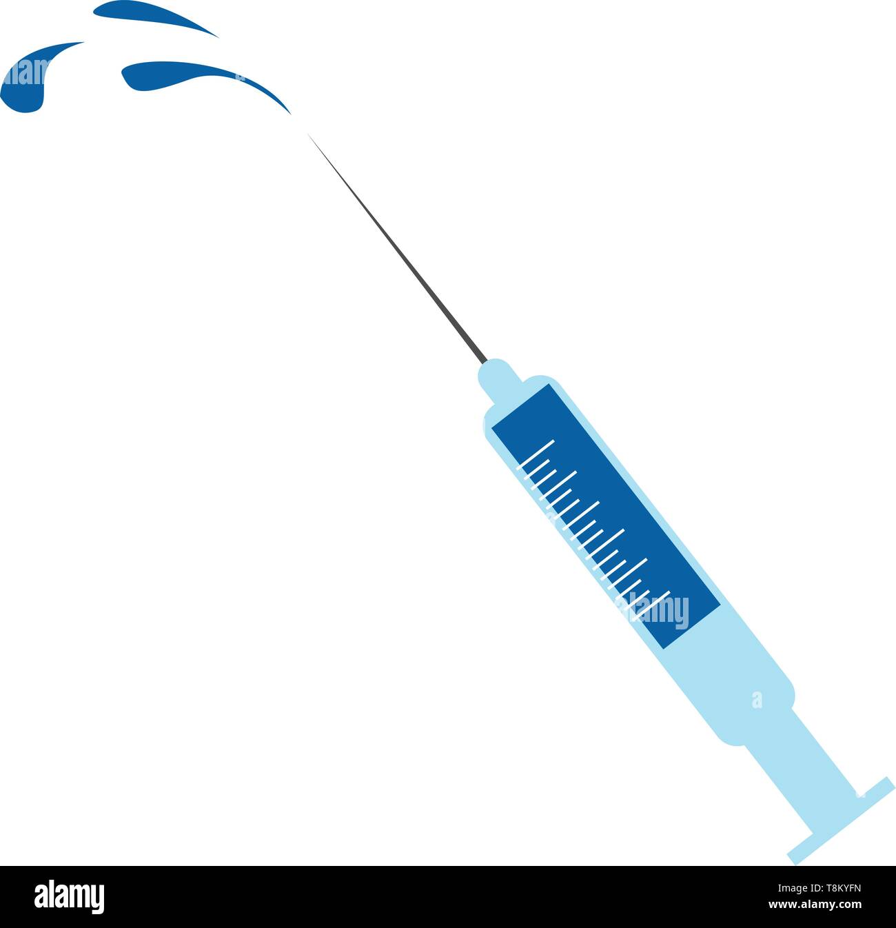 A light blue colored syringe with dark blue medicine, vector, color ...