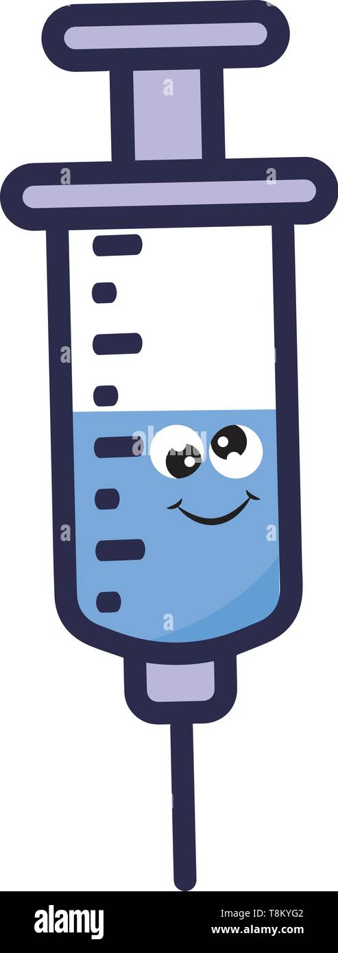 Transparent syringe for injecting patient, vector, color drawing or ...