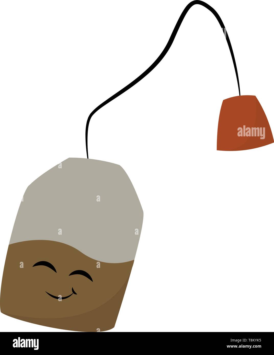 Tea bag filled with tea leaves with black thread and smiling face ...