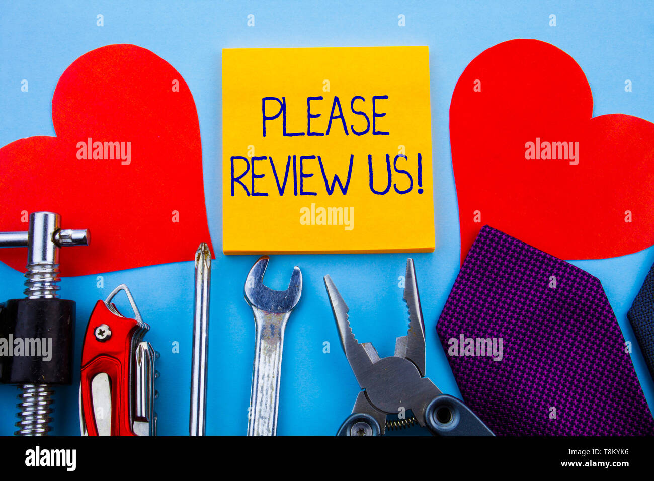 Writing note showing Please Review Us. Business concept for situation ...