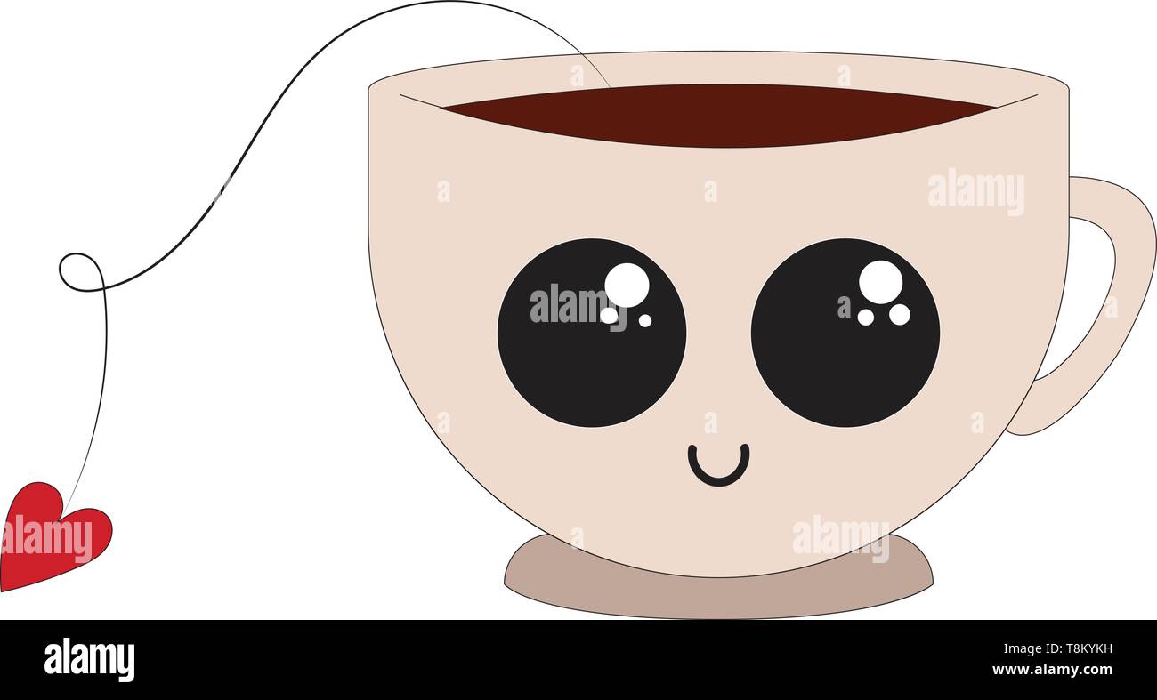 Off white colored tea cup filled with black drink with one handle and ...