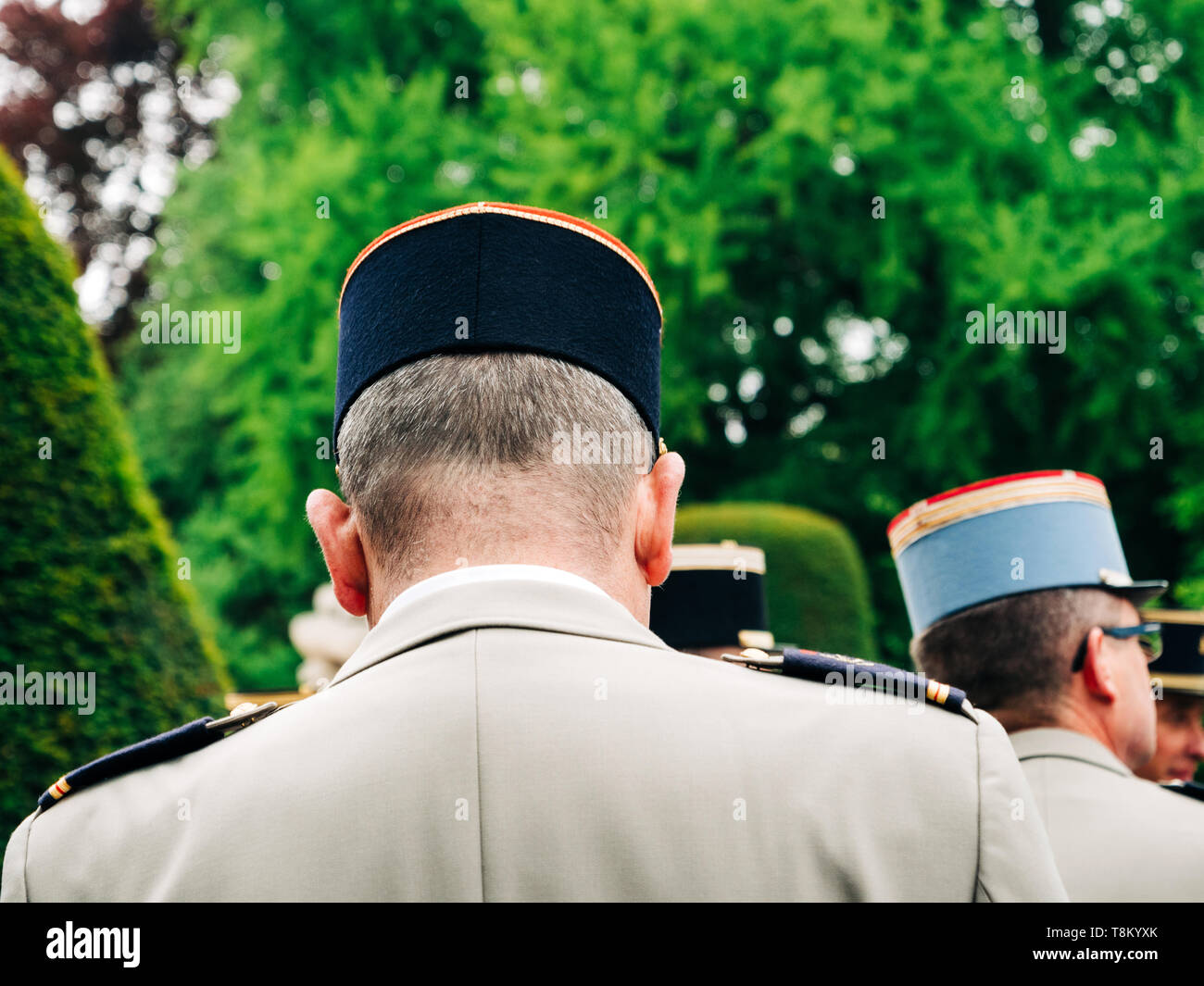 Rear view oh military general neck at ceremony to mark Western allies ...