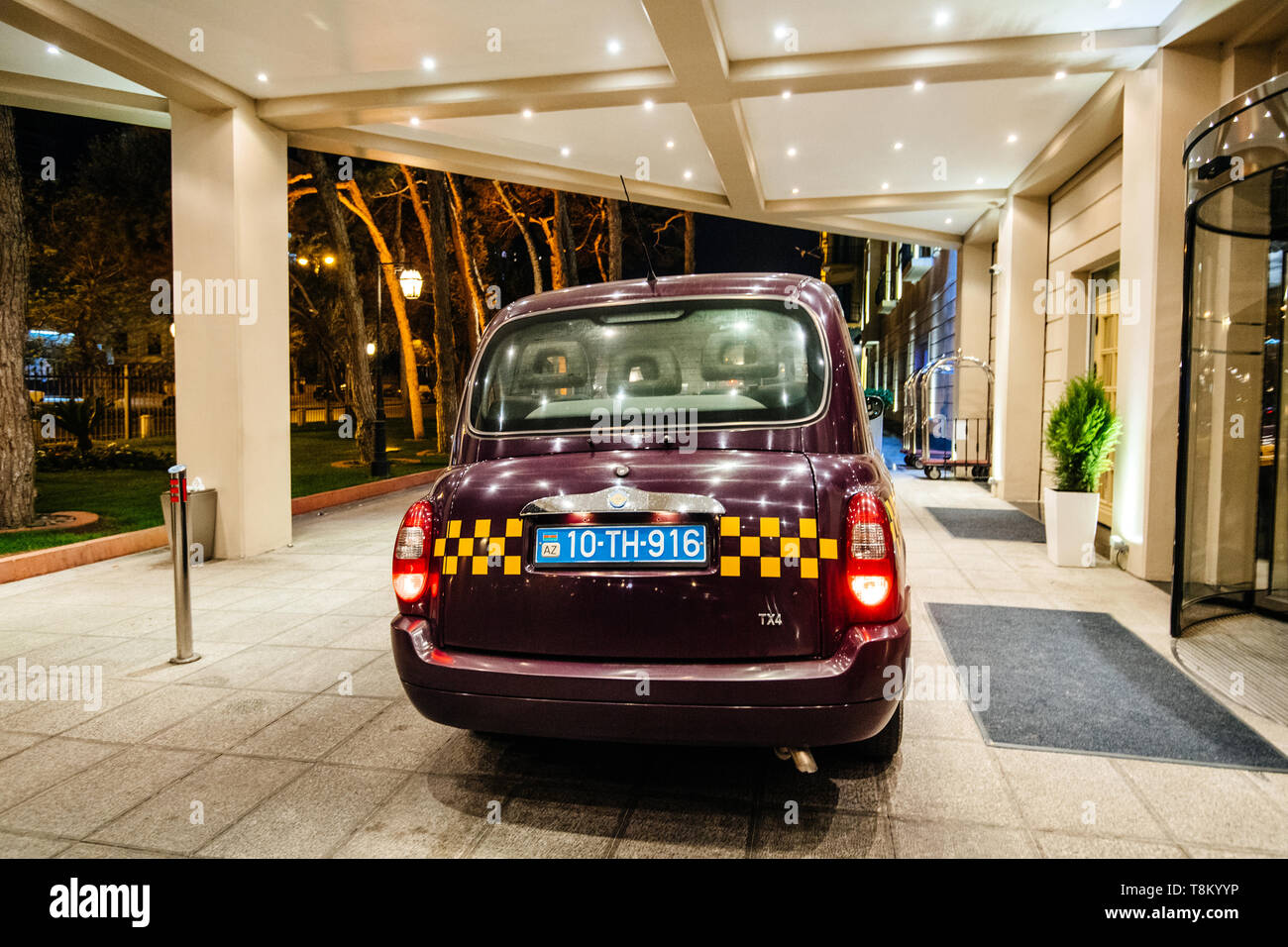 Baku, Azerbaijan - May 1, 2019: Rear view of traditional Azeri taxi cab ...