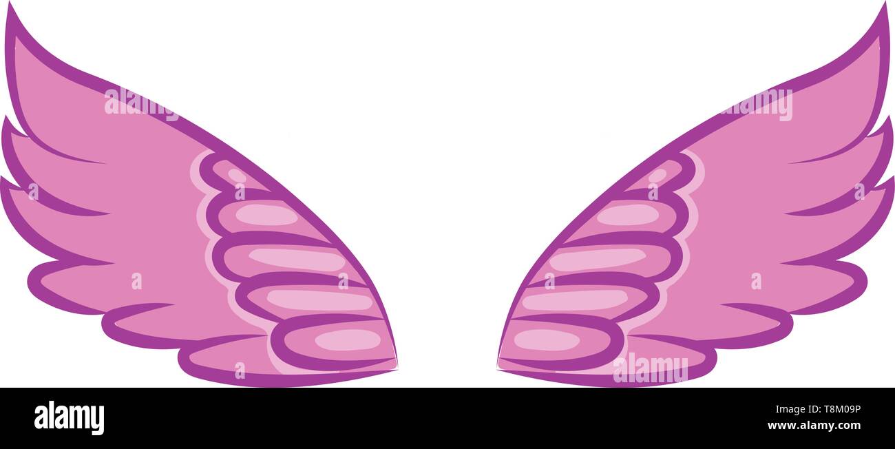 A purple wings spread out wide, vector, color drawing or illustration ...