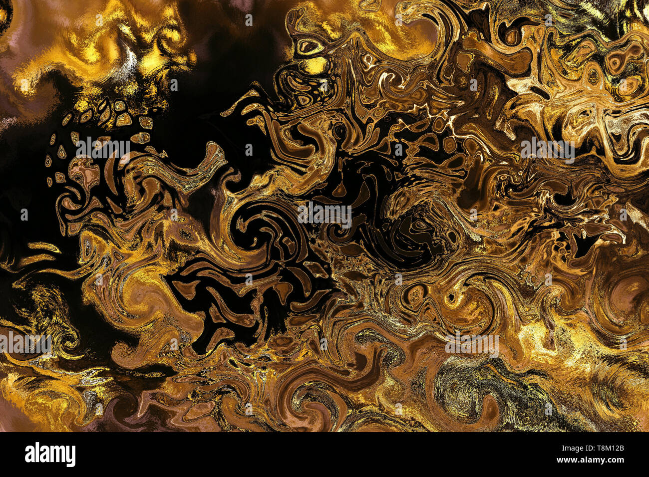 Abstract liquid gold design pattern. Graphic painting in golden color ...