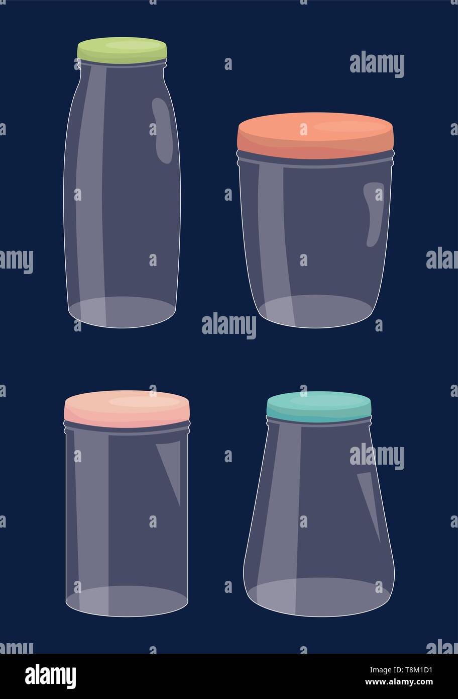 set of mason jars colorful vector illustration design Stock Vector ...