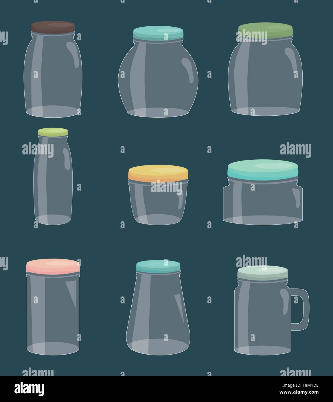 set of mason jars colorful vector illustration design Stock Vector ...