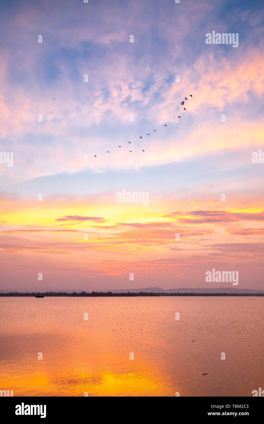 Sri Lanka, North Central Province, Polonnaruwa, sunset over Parakrama ...