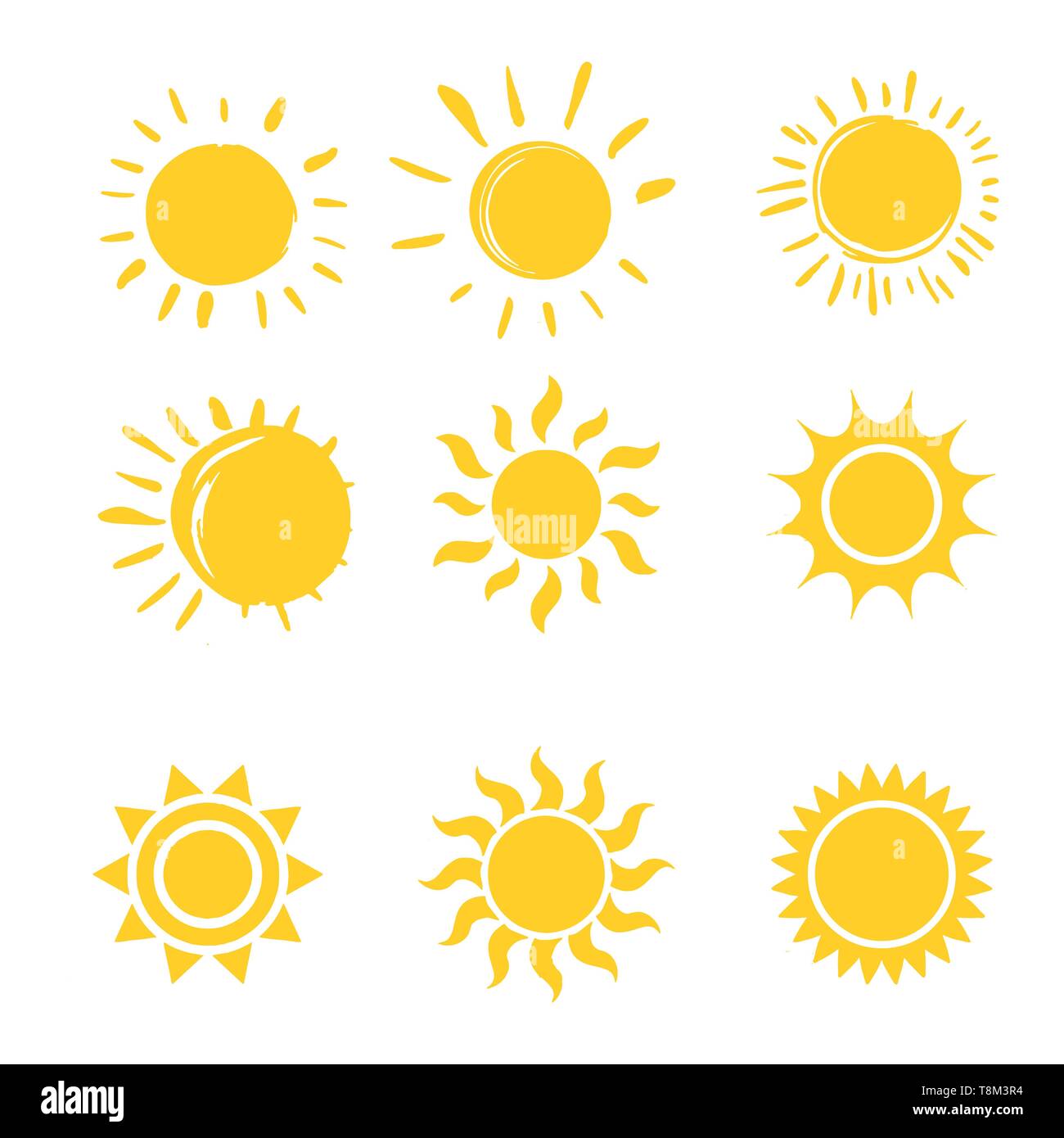 Sun Shapes Set Isolated on White Background Vector Illustration Stock ...